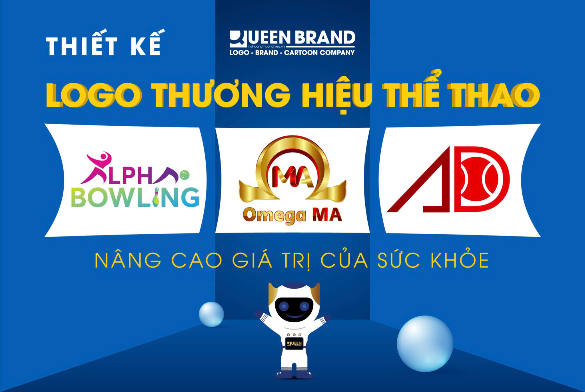THIẾT KẾ LOGO THƯƠNG HIỆU THỂ THAO - Queen Brand- Nữ Hoàng Thương Hiệu