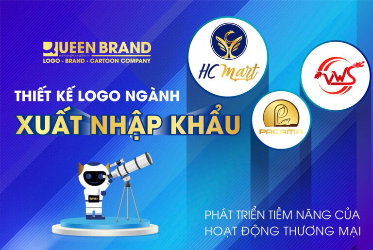 THIẾT KẾ LOGO NGÀNH XUẤT NHẬP KHẨU - Queen Brand- Nữ Hoàng Thương Hiệu